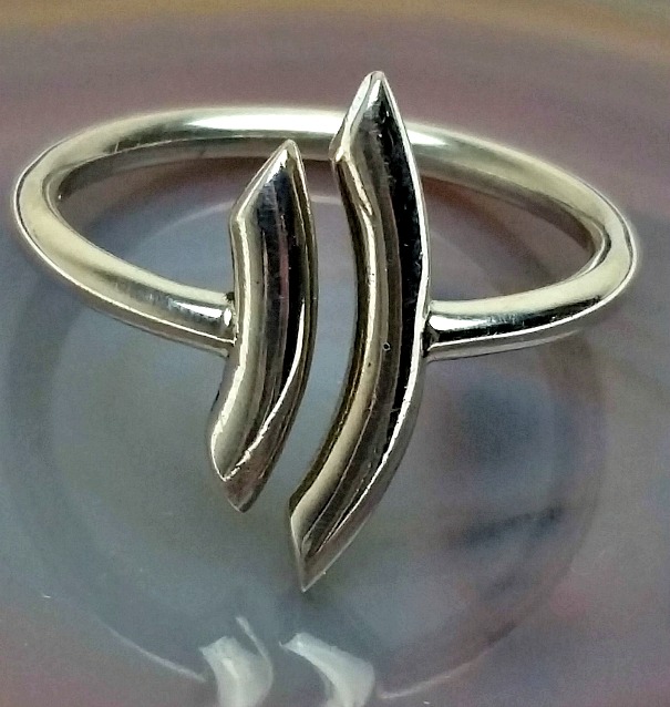 Sterling Silver Two Bars Curved Ring - carolinabeadshop.com