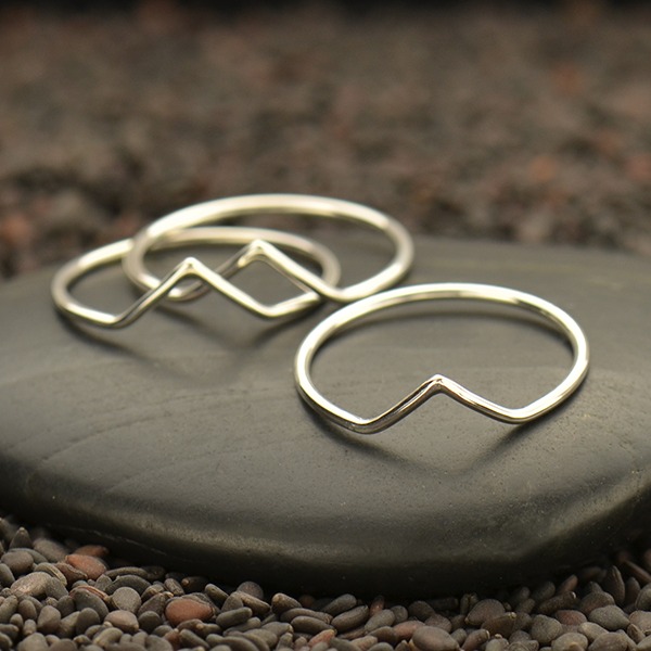 Sterling Silver Chevron Stacking Rings - carolinabeadshop.com