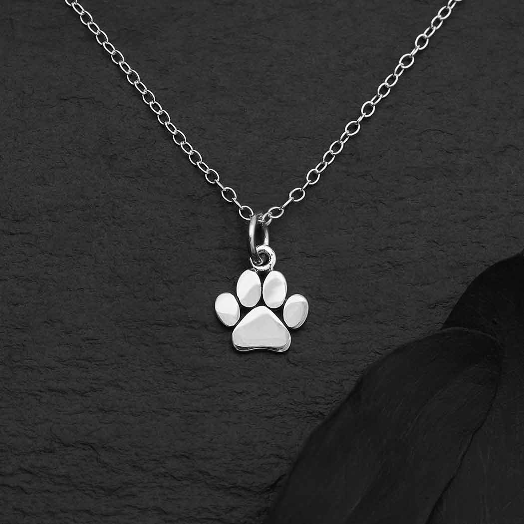 Sterling Silver Paw Print Necklace - NA1628 - carolinabeadshop.com